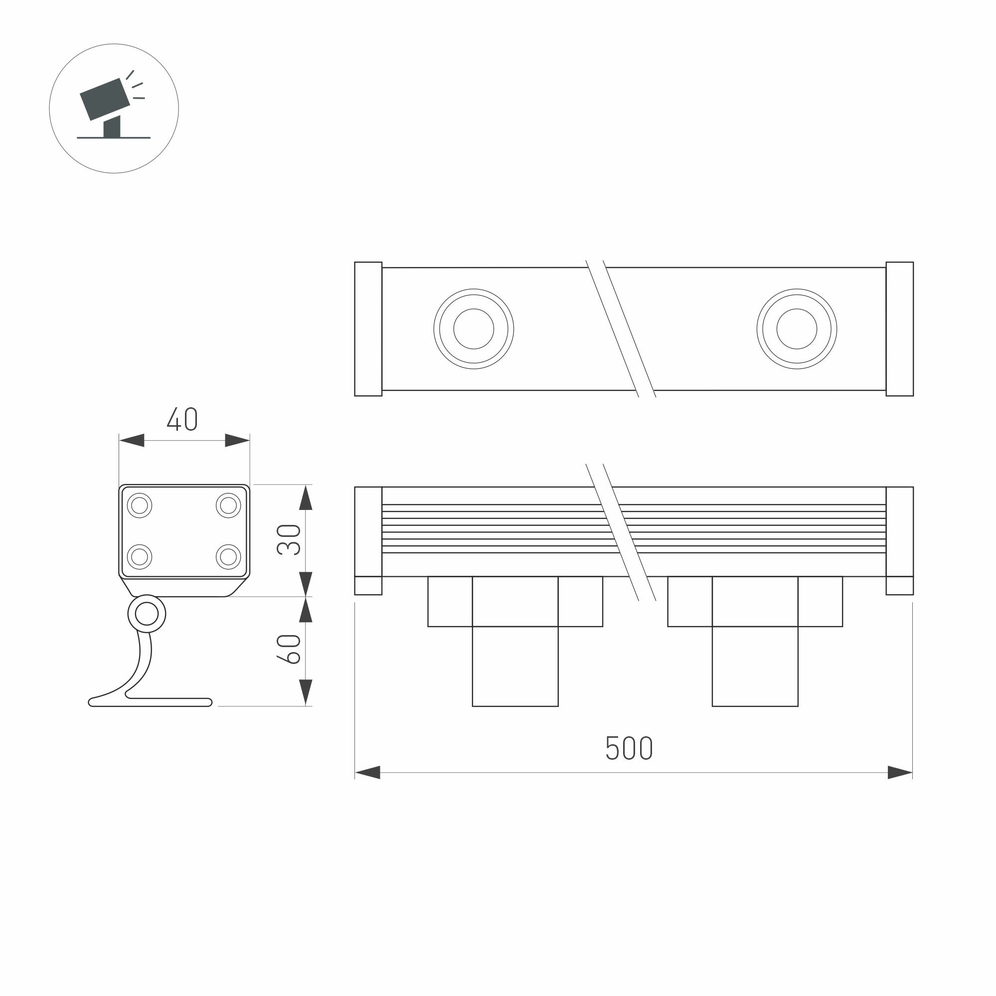 Прожектор Arlight Линейный прожектор AR-LINE-500-9W Day4000 (GR, 15 deg, 230V) (Arlight, IP65 Металл, 3 года)