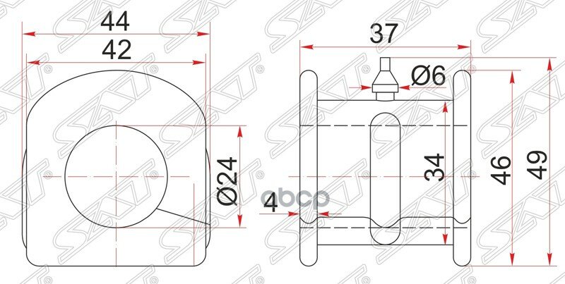 Втулка стабилизатора Toyota Passo 04-10 / Daihatsu Boon 04-10 (Перед/ 25.00) Sat арт. ST-48815-B1010