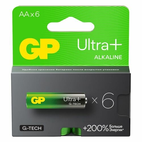 AA Батарейка GP Ultra Plus Alkaline 15AUPA21-2CRB6, 6 шт.