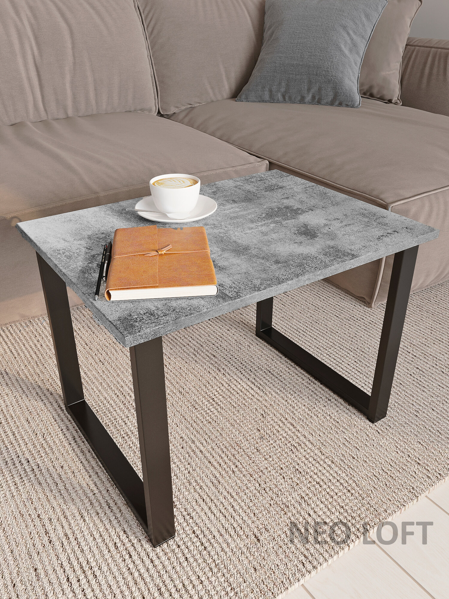 Журнальный столик лофт 60х45 см, серый