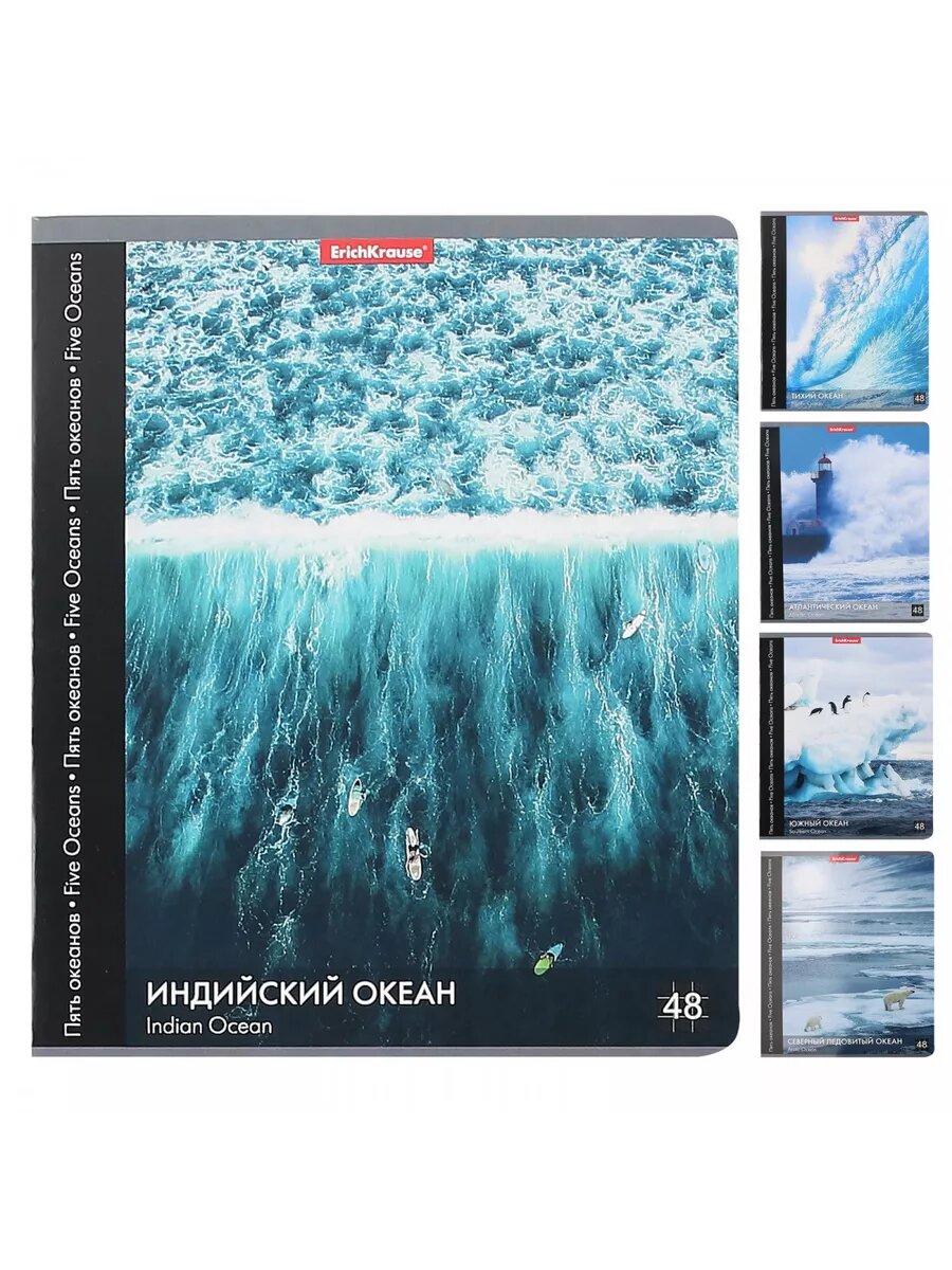 Тетрадь ErichKrause, A5, 48 л, клетка, интегральная обложка, скрепки