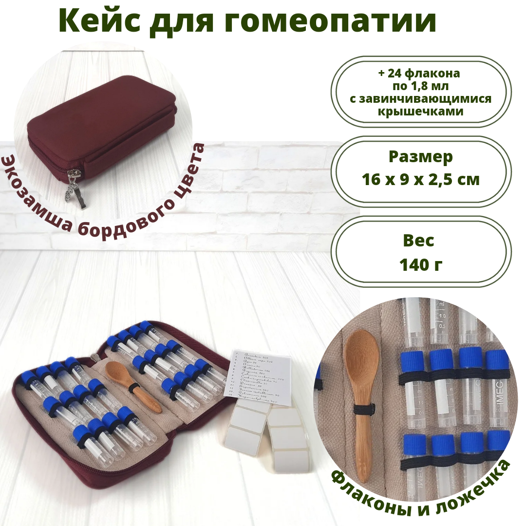 Аптечка, пенал, кейс для хранения и транспортировки гомеопатических препаратов на 24 флакона