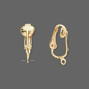 Основы под клипсы, 20мм, элегантные, базовый материал - сталь, позолоченные, 2 пары