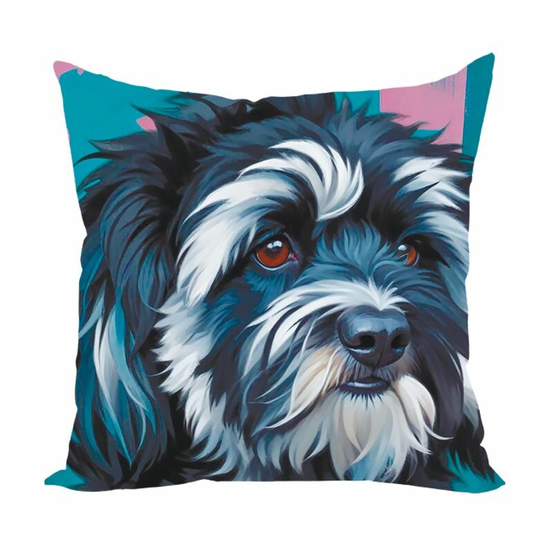 Чехол для подушки Черно белая собака 40х40 велюр