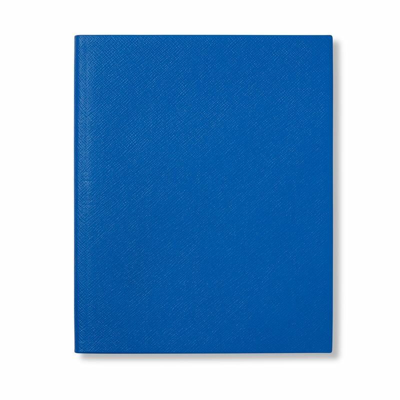 Smythson Блокнот Portobello Notebook in Panama, Black (светло-синий)