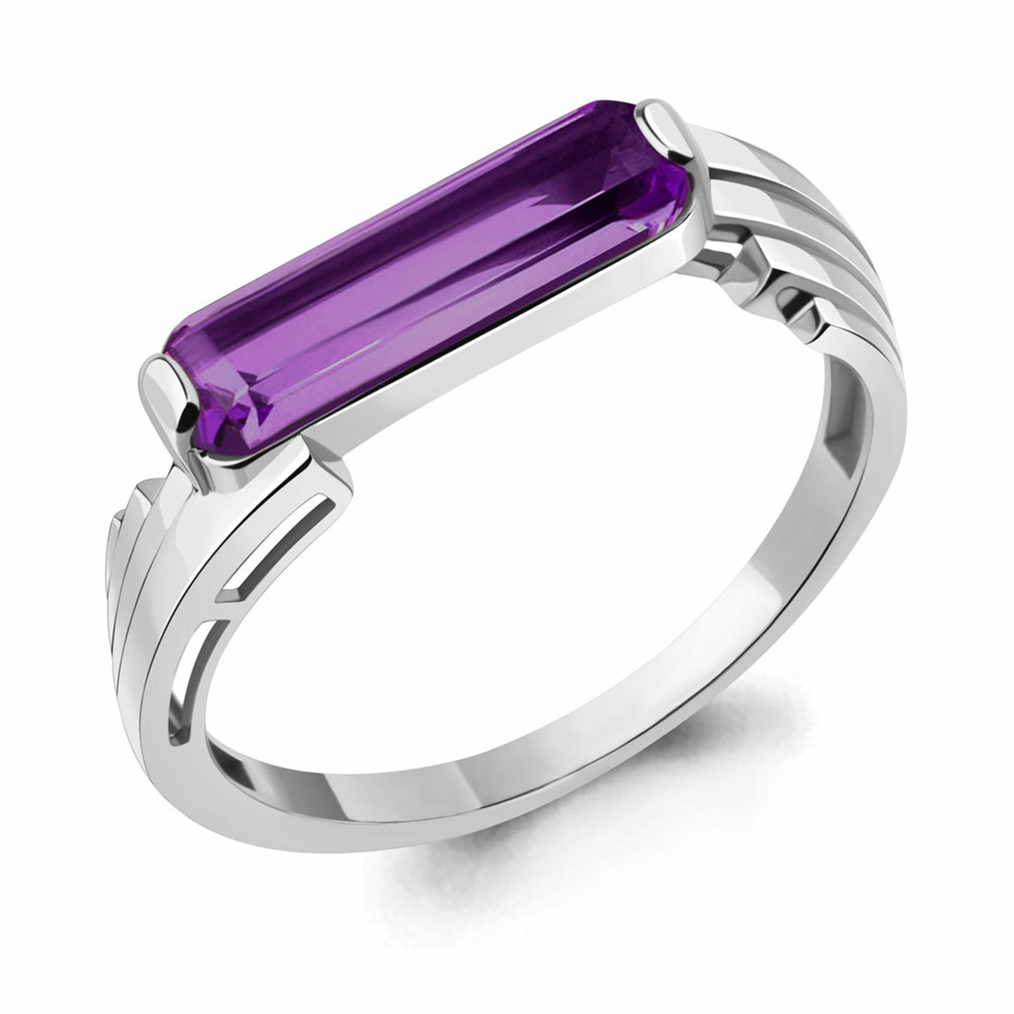 Кольцо, серебро, 925 проба, родирование, аметист