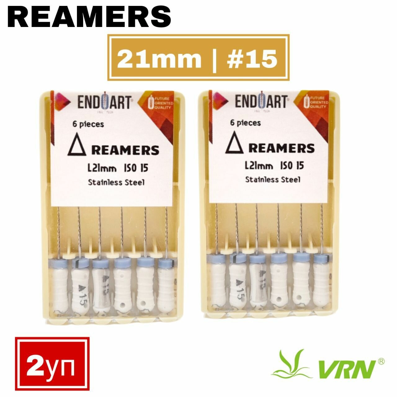 Римеры - ЭндоАрт / Reamers - Files EndoArt ручные стальные файлы дрильборы , 21мм, N15 , 6 шт / упак ( 2 уп ) каналорасширитель ручной VRN , Инсидентал
