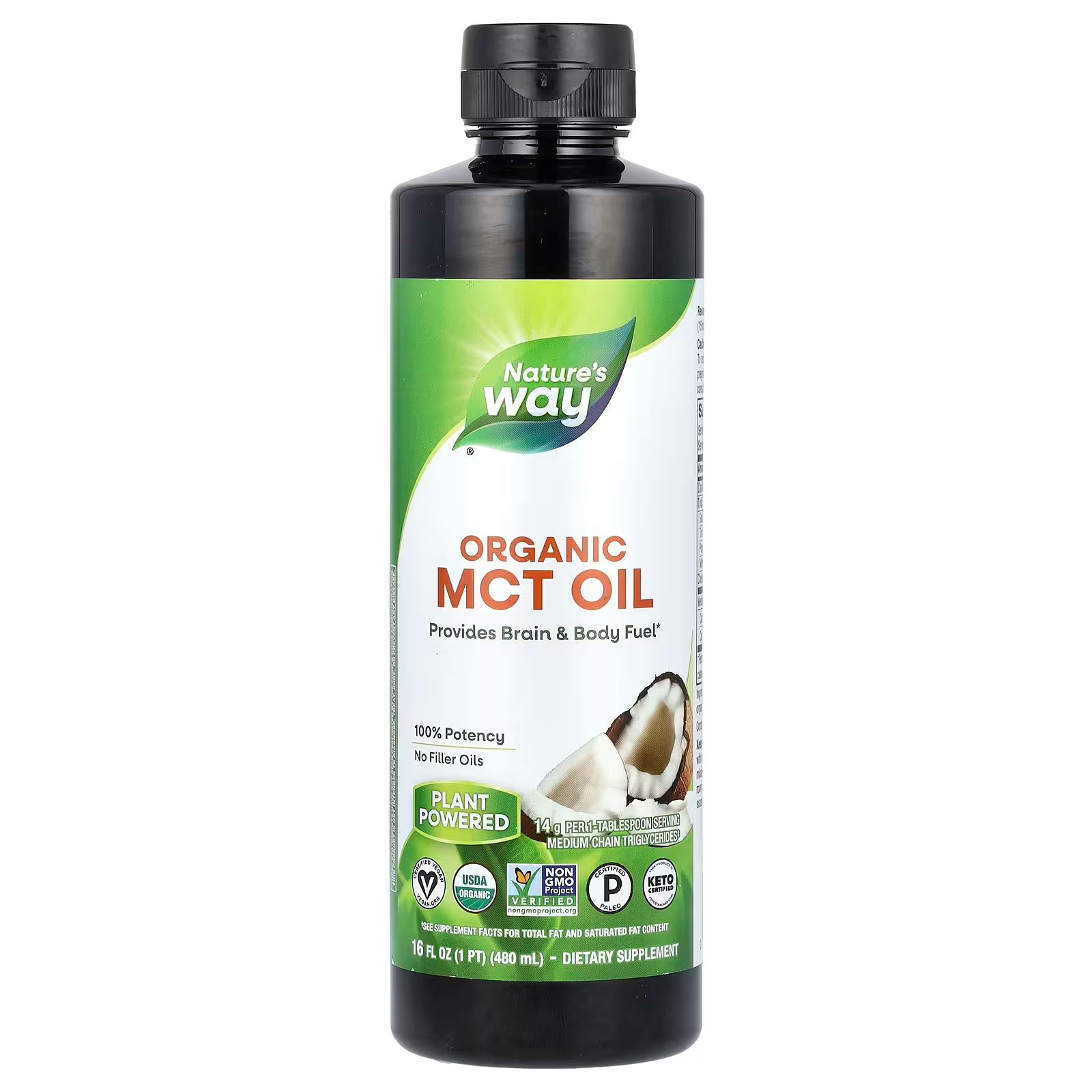 Nature's Way, Органическое масло со среднецепочечными триглицеридами СЦТ (MCT Oil), 480 мл