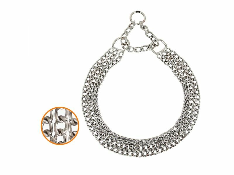 Triol Ошейник-цепь (удавка) трехрядный, для животных, сталь, звено 2 мм