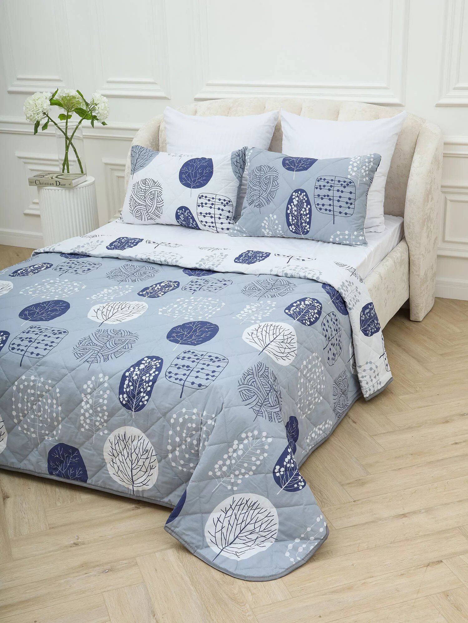 Поплиновое двухстороннее порывало PB-029 Elintale (кремовый-голубой), 180x215