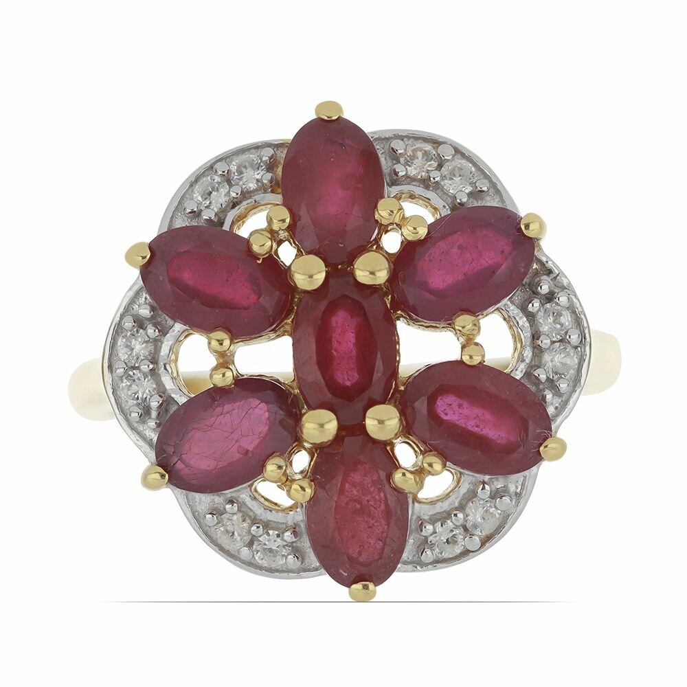 Кольцо, серебро, 925 проба, циркон, рубин