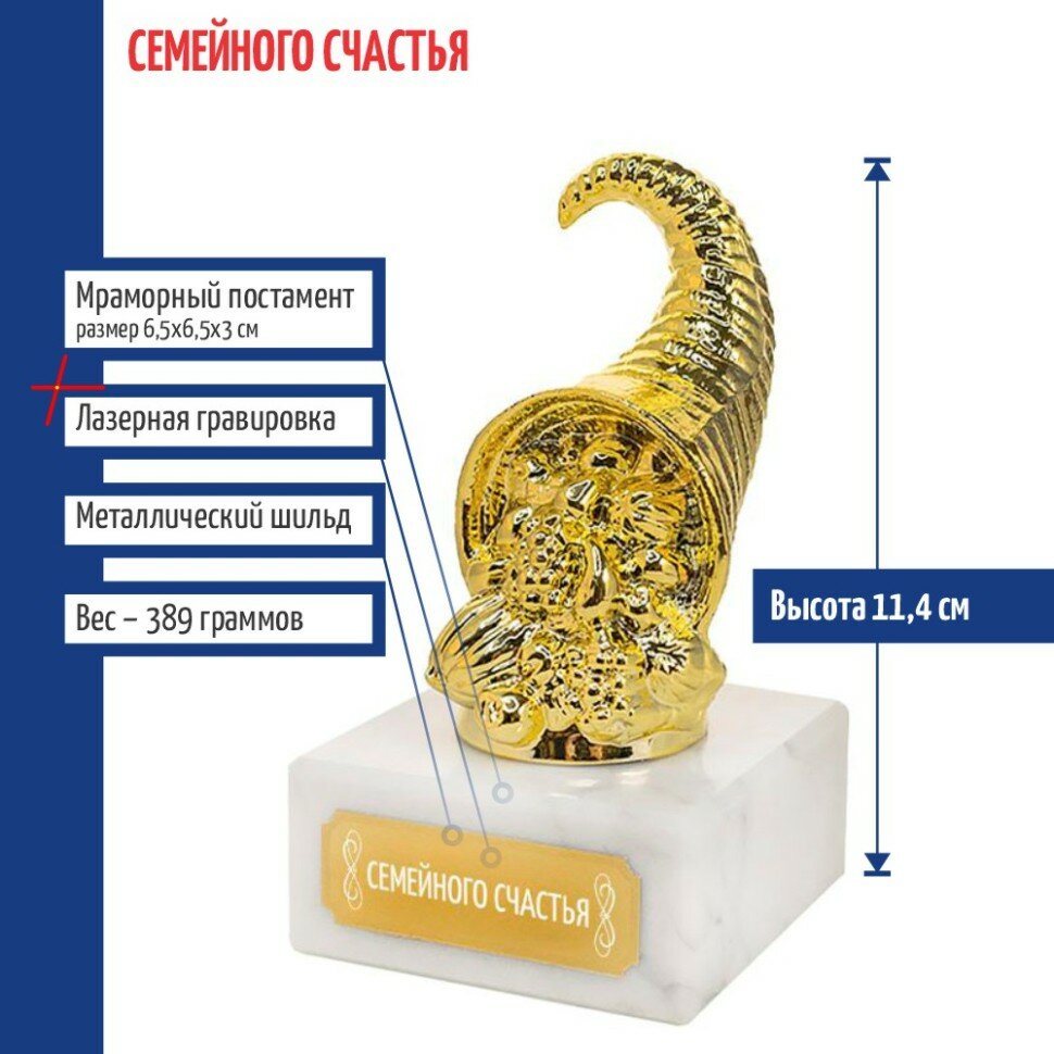 Статуэтка Рог изобилия "Семейного счастья" на мраморном постаменте (11,4 см)