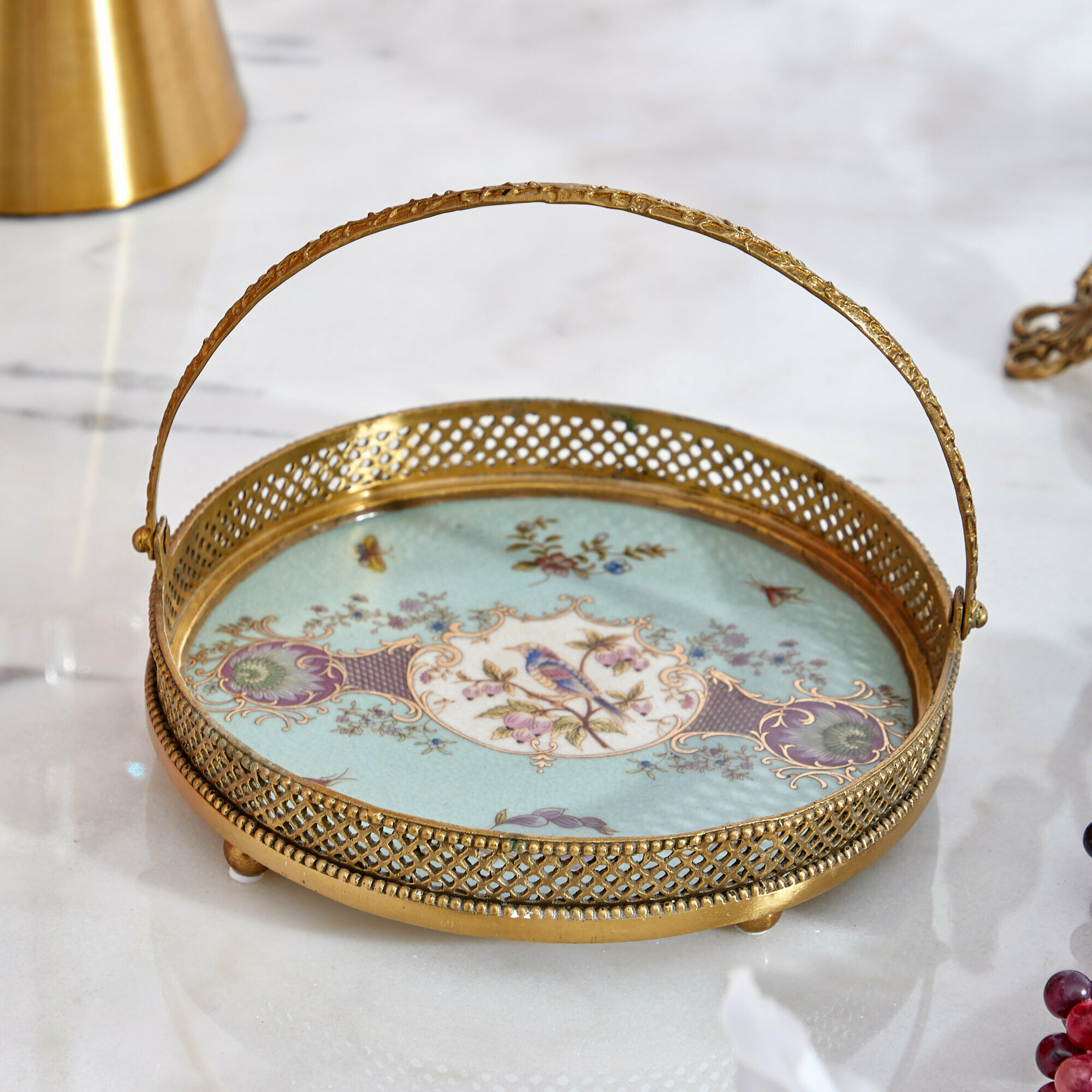 C956HC/LG3042K Блюдо с ручкой 20х20х18см, Фарфор, бронза, Glasar