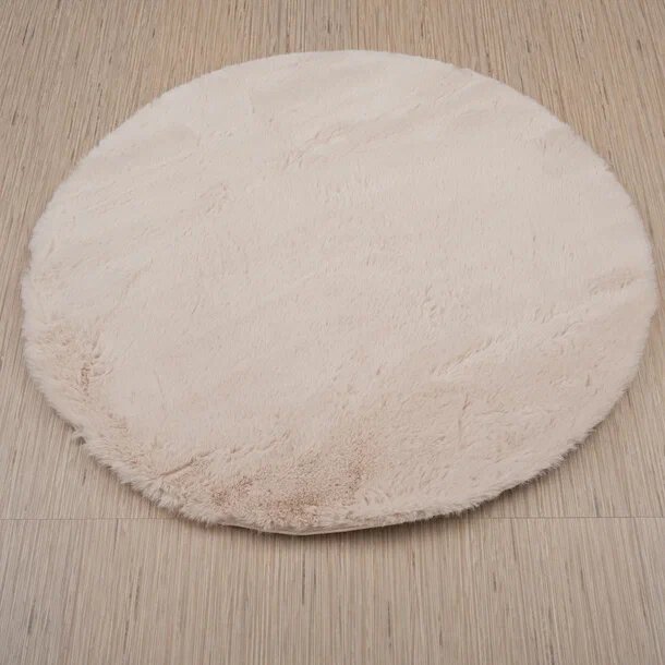 Ковер Круглый на пол в спальню в гостиную 100х100 см светлый бежевый однотонный ворс 35 мм шегги 335503 KoverVDom