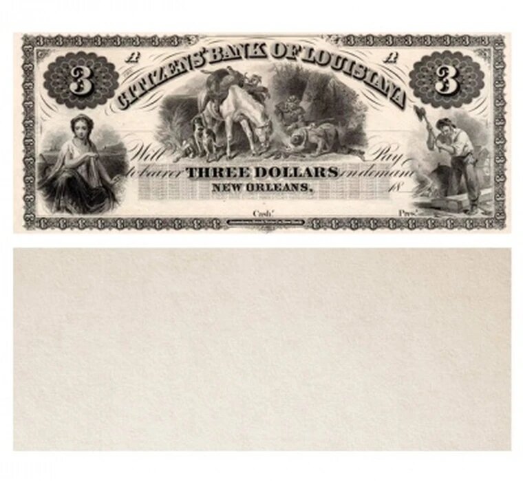 3 доллара 1860 США, штат Луизиана, Новый Орлеан, сувенирная копия, банкноты и купюры редкие коллекционные