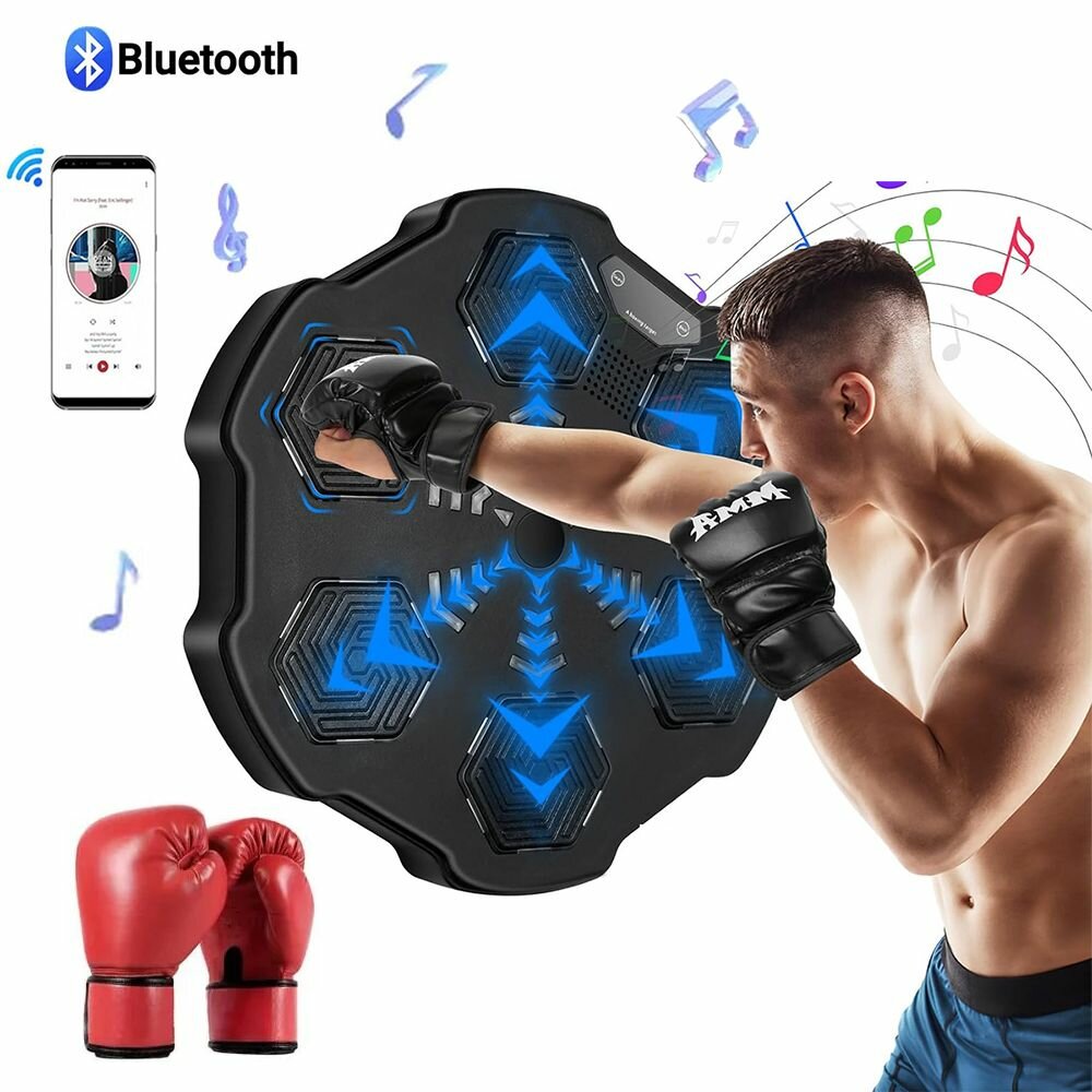 Music boxing machine, музыкальная бокс машина, Несколько режимов скорости, обратная связь RGB-подсветки при ударе, подходит для тренировок по боксу, Носить перчатки