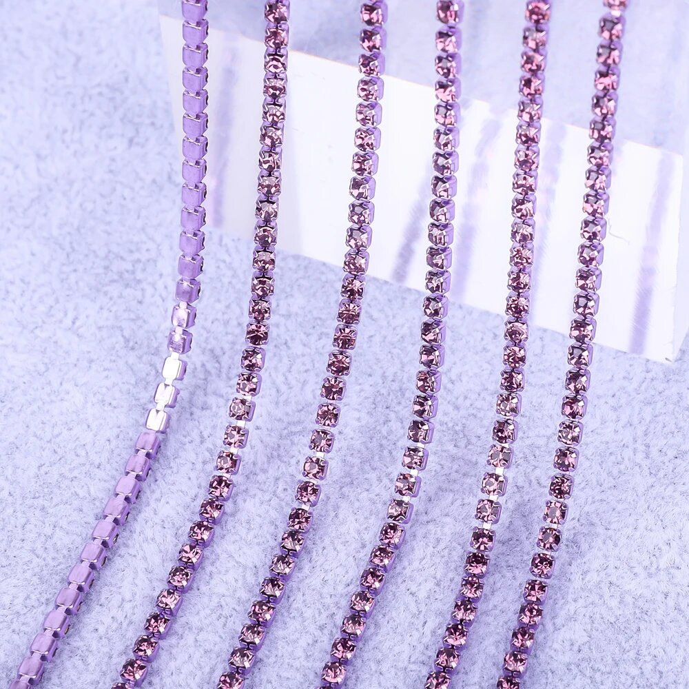 Хрустальная стеклянная цепочка VC 2mm-5 yard, Lt.Amethyst