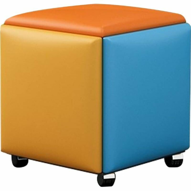 Кубический табурет 5 в 1 с поворотными роликами, штабелируемый