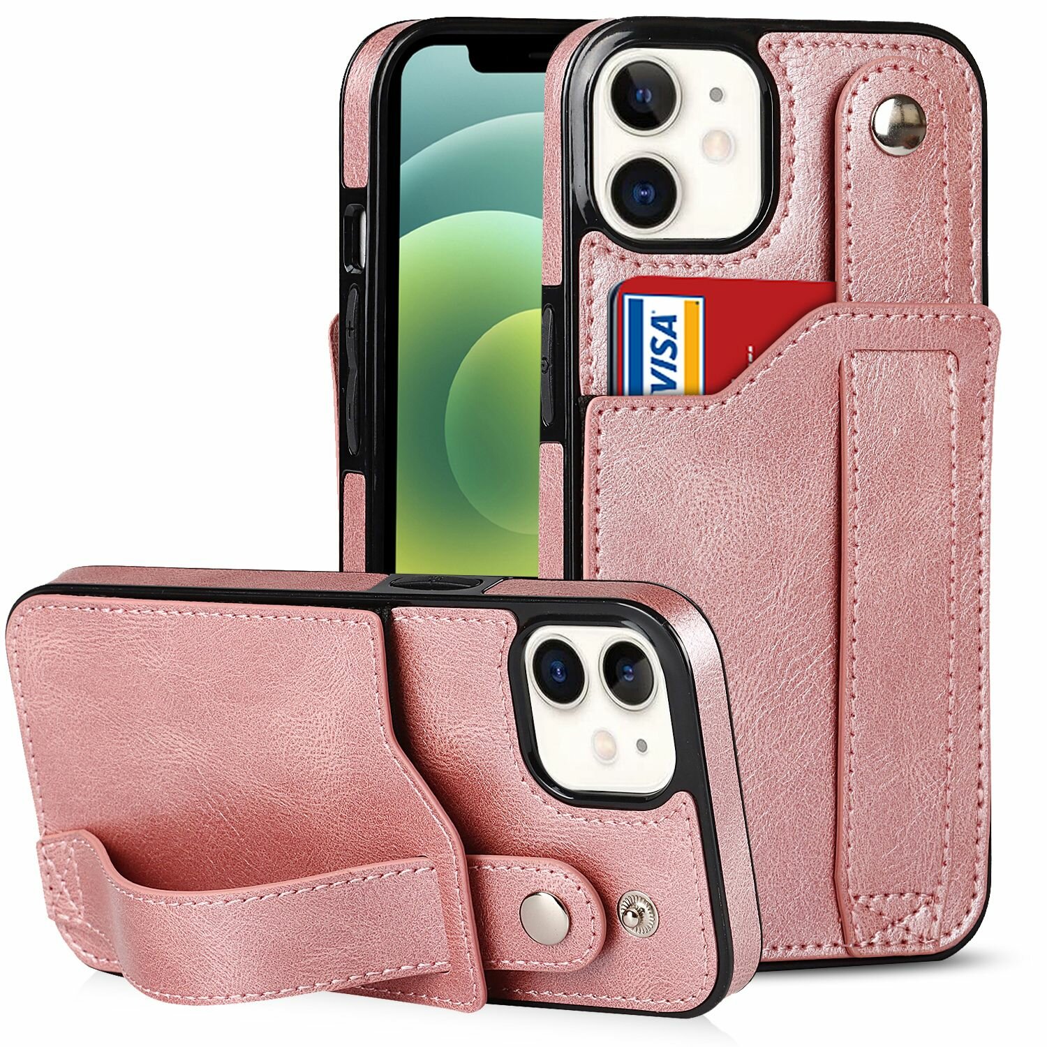 Кожаный чехол для iPhone 11 телефона с держателем на запястье