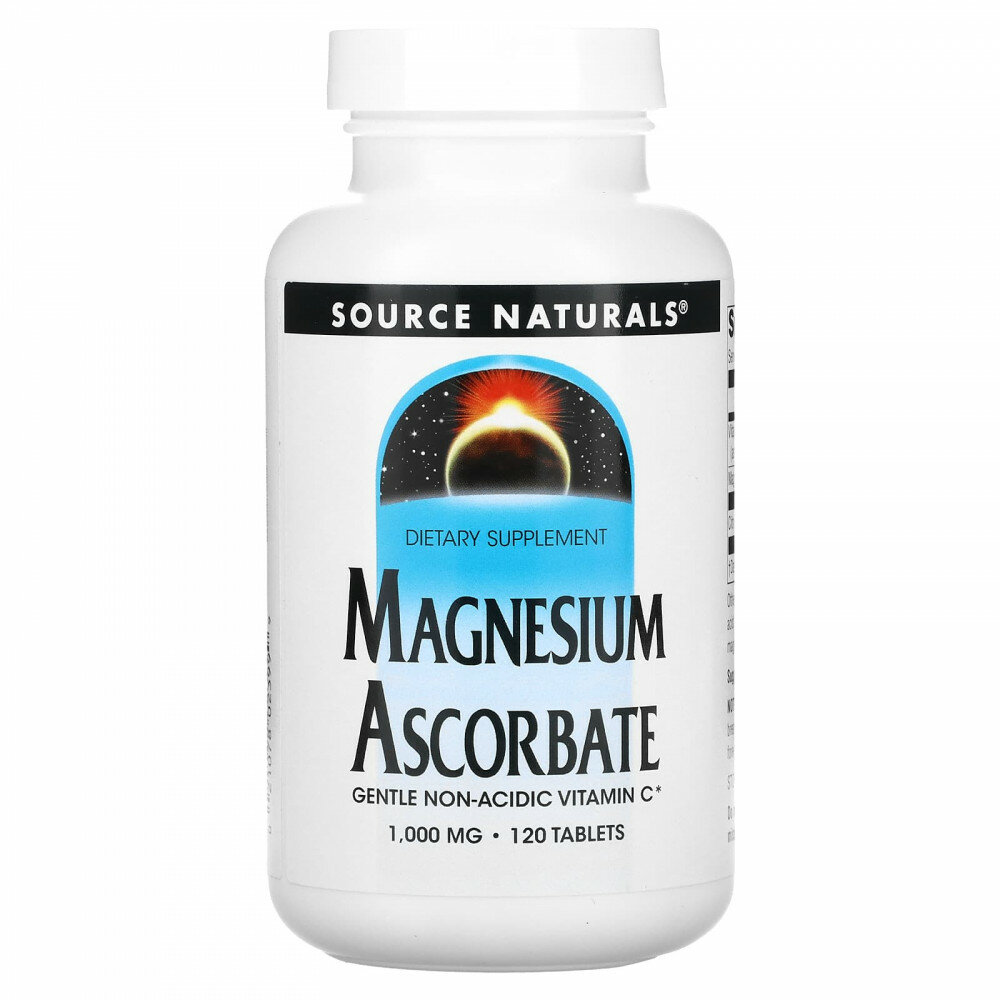 Source Naturals, аскорбат магния, 1000 мг, 120 таблеток