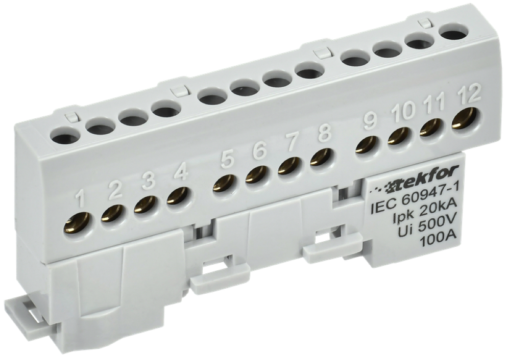 Шина IEK / ИЭК Tekfor L фаза изолированная на универсальном держателе 6х9-12-Ср, 85х40.4х18.8мм, DIN-рейка, 100А / соединитель проводов