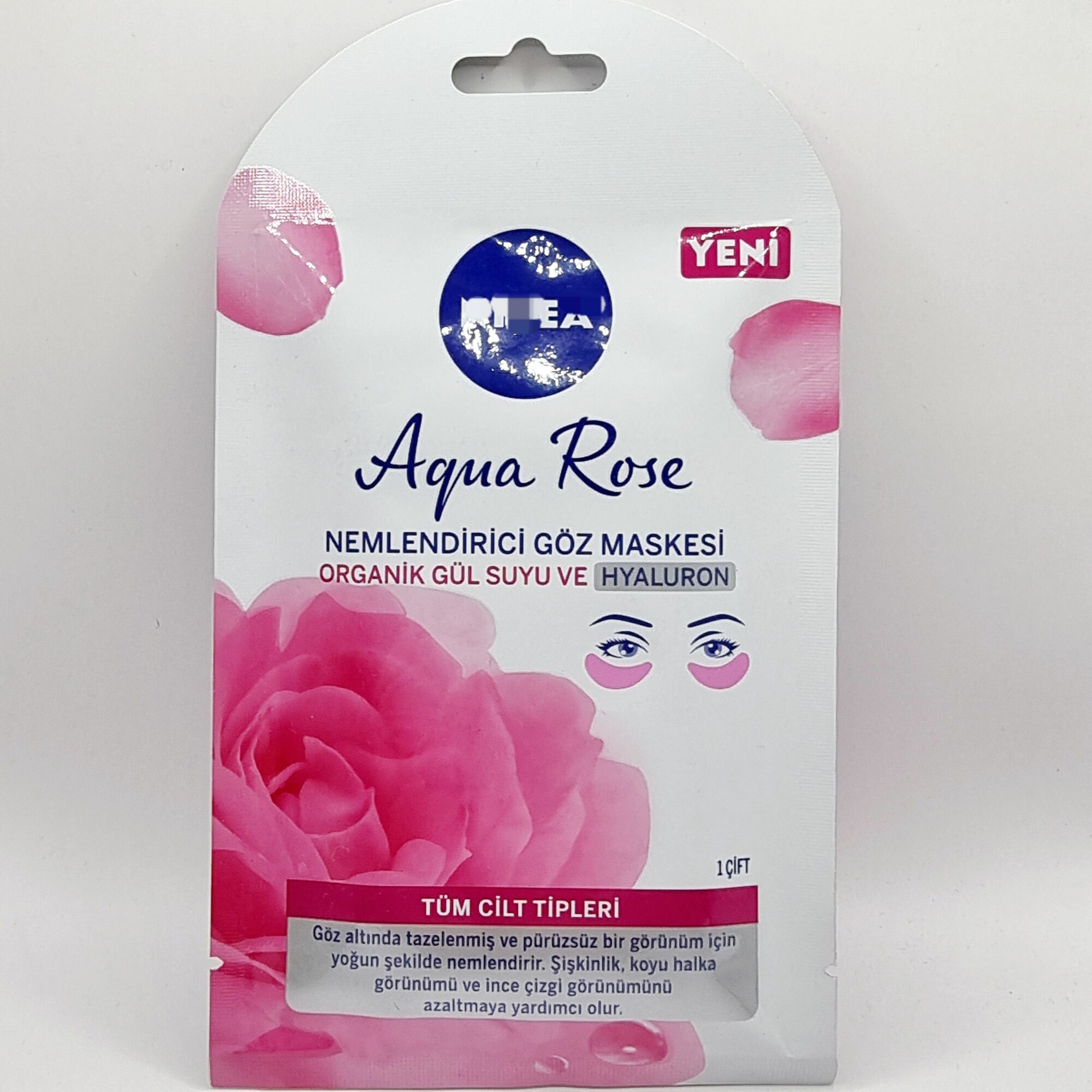 Увлажняющие гидрогелевые патчи для глаз Nivea Aqua Rose с розовой водой и гиалуроновой кислотой, 1 пара (Германия)