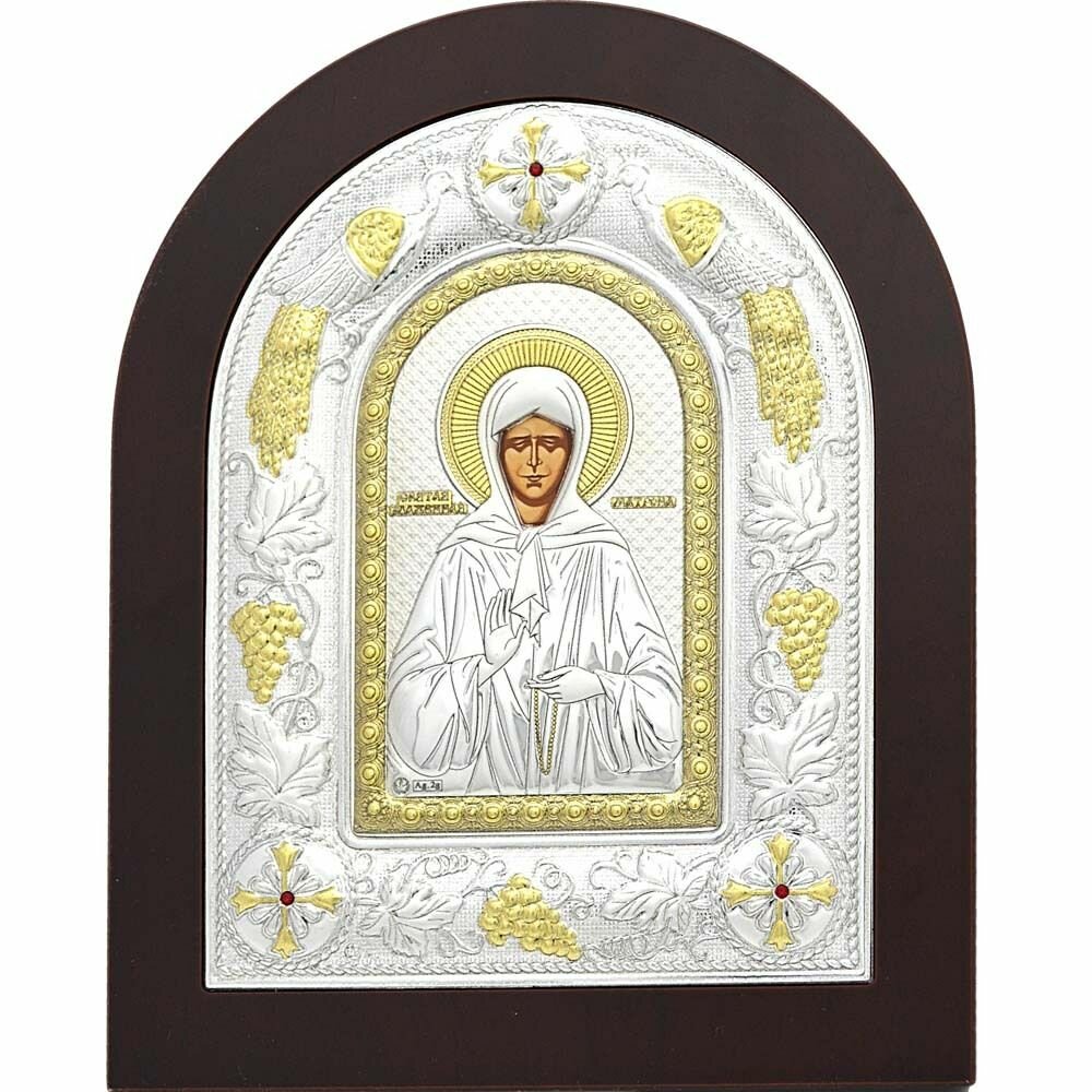 Матрона Московская Святая блаженная. Икона в серебряном окладе. 18 х 22 см. (18 х 22 см / С позолотой и стразами на окладе. / 29 см)