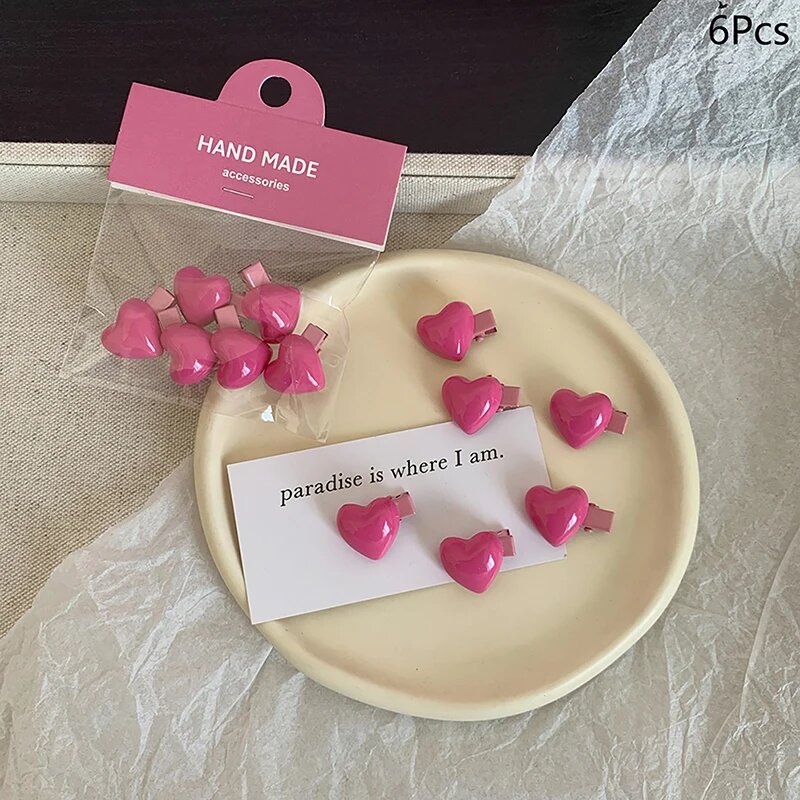 Розовые шпильки для волос, 6 шт, Rose red