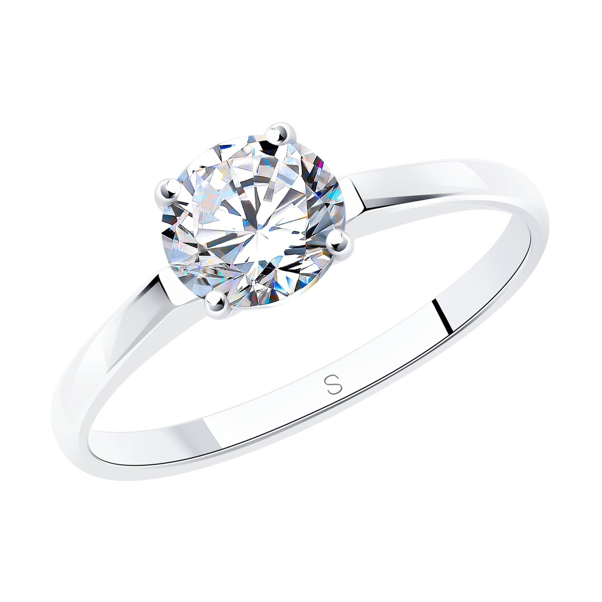 Кольцо помолвочное, серебро, 925 проба, родирование, фианит