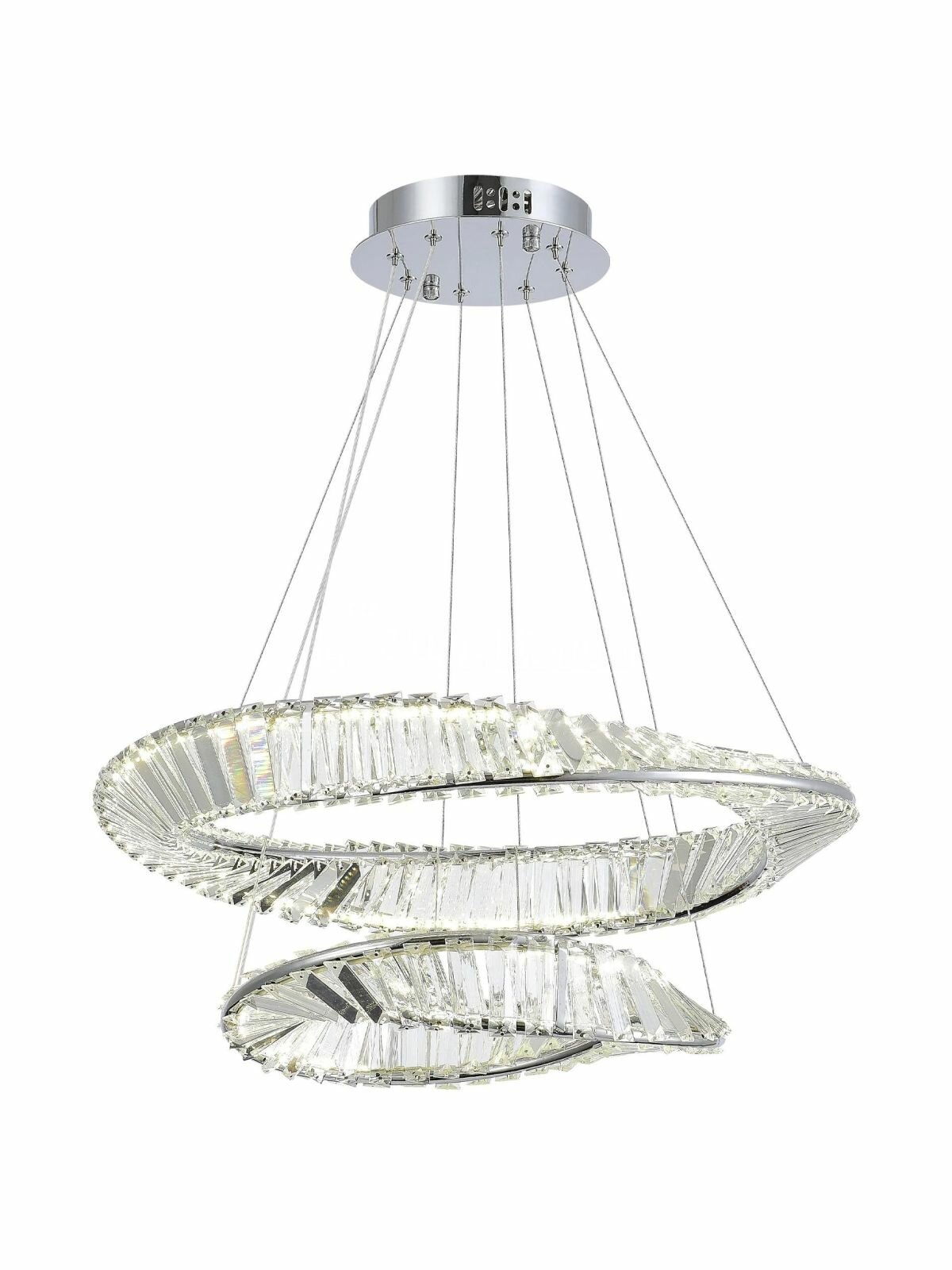 Люстра потолочная светодиодная подвесная Ritorto диаметр колец 60+40 см