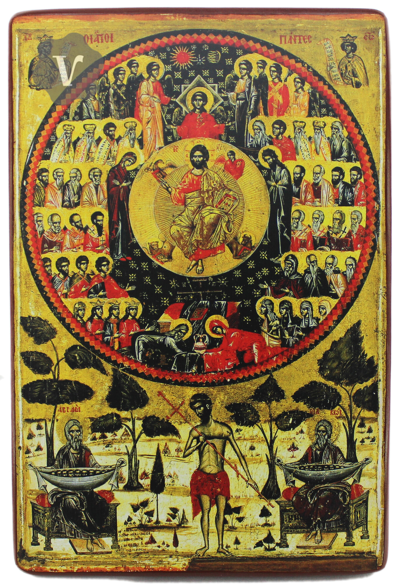 Православная Икона Собор Всех Святых, деревянная иконная доска, левкас, ручная работа(Art.1115М)