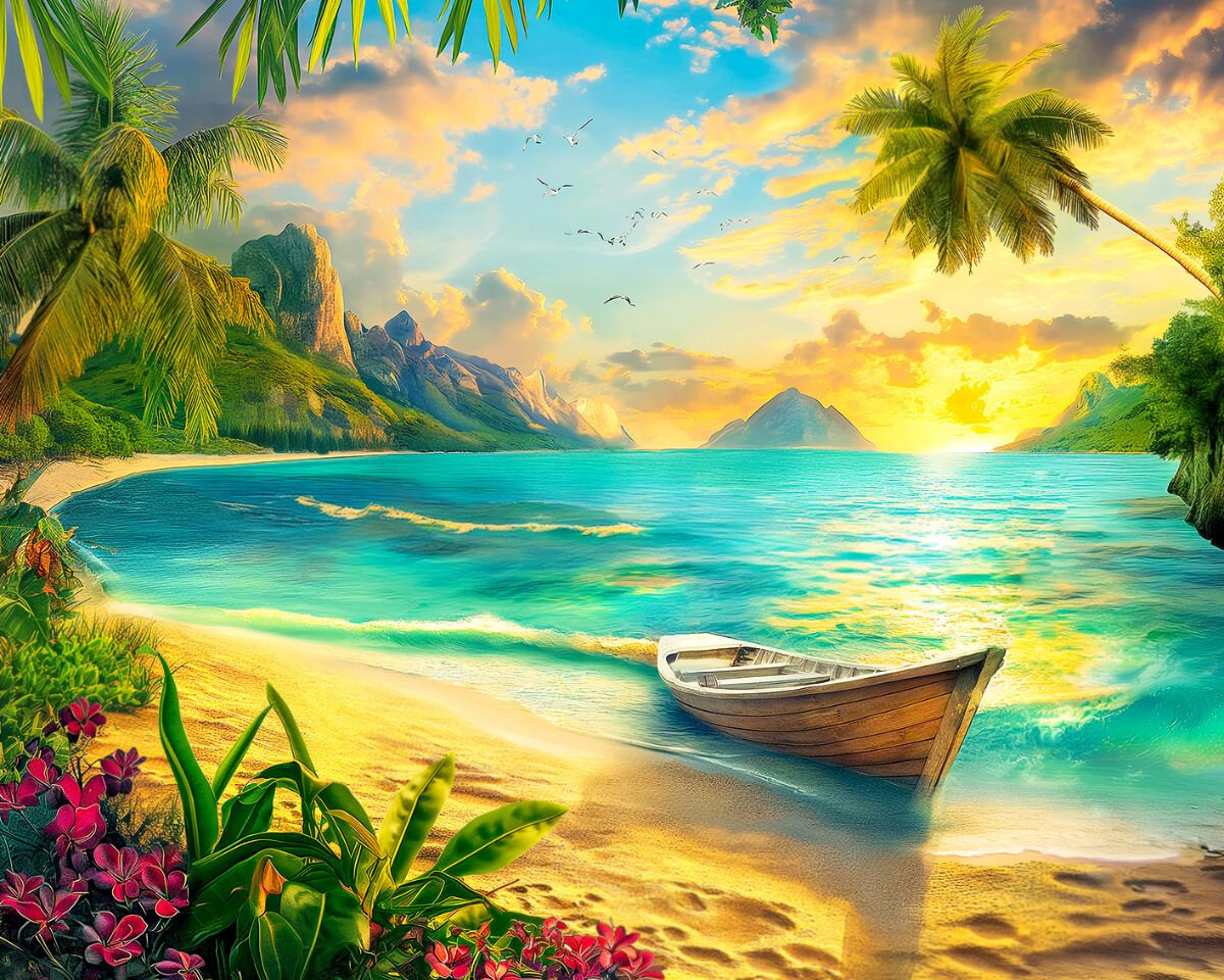 Картина по номерам море райский остров 40х50