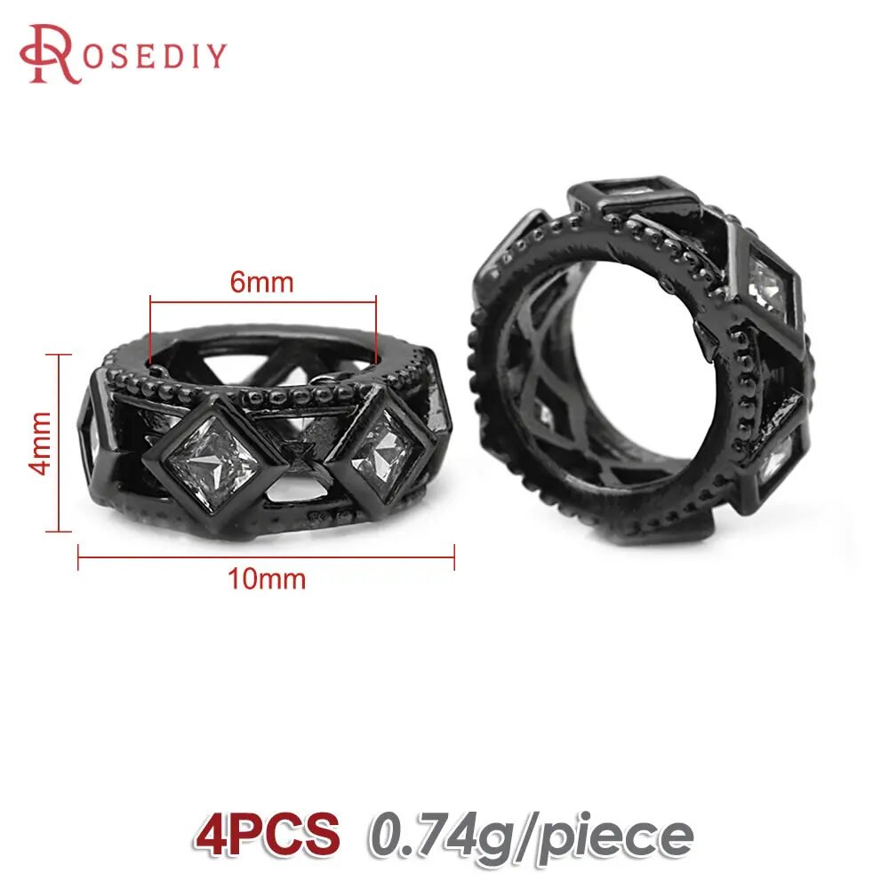 Черные латунные бусины-разделители для браслетов Rosediy Черный, 52005-Black Color