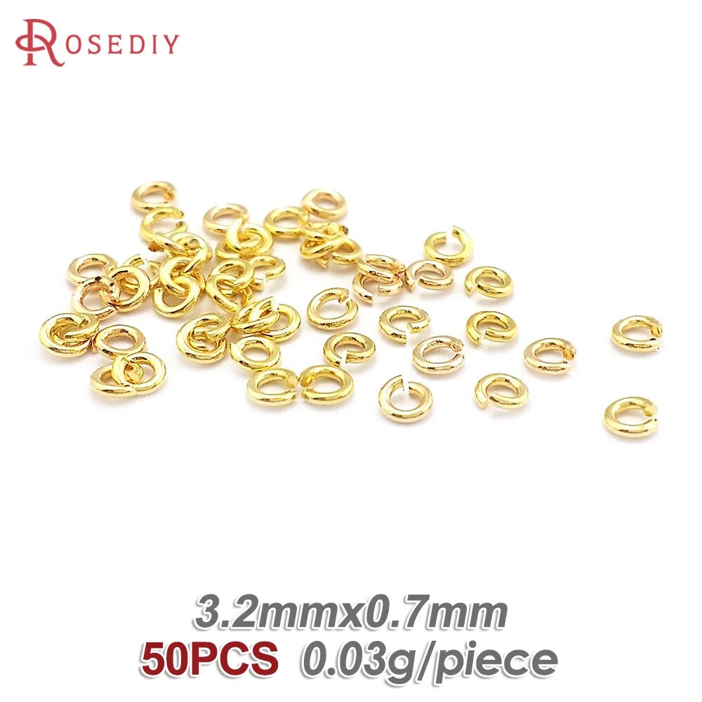 Кольца соединительные Rosediy, 3.2x0.7 мм, золотистый цвет, 50 шт