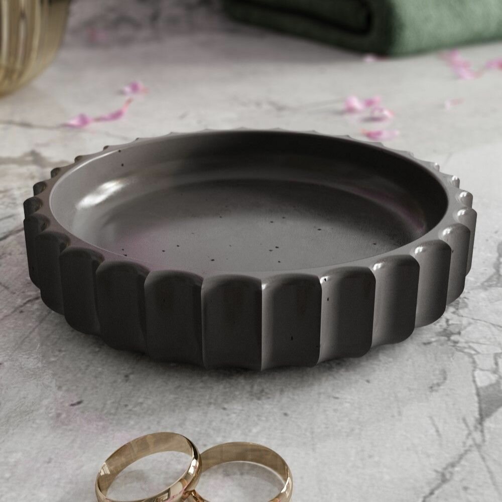 Интерьерная посуда. Декоративная поднос - подставка 11х11 см. San Marino circle XS темно-серая глянцевая.