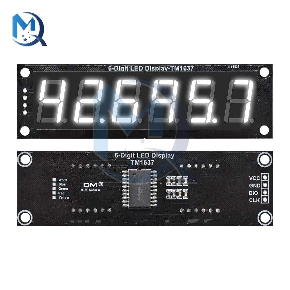 6-значный LED дисплей TM1637, белый
