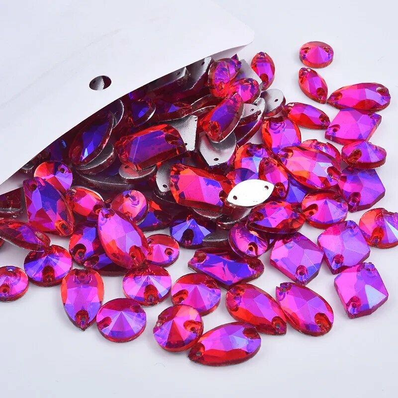 Стразы Bobohoo, стекло, AB, разные размеры Фиолетовый, mix shape 100pcs, It.siam AB