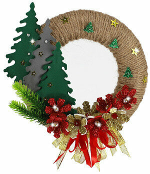 **НГ Набор д/творч(ВолшМастерская) Новогодний венок Время сказки (красный) [пенопласт. венок, фоамиран, двустор. скотч, бисер, пайетки, бусины, ленты, джут. шнур, декор. веточки, гвоздики-булавки] (ВН-07) (от 8 лет)