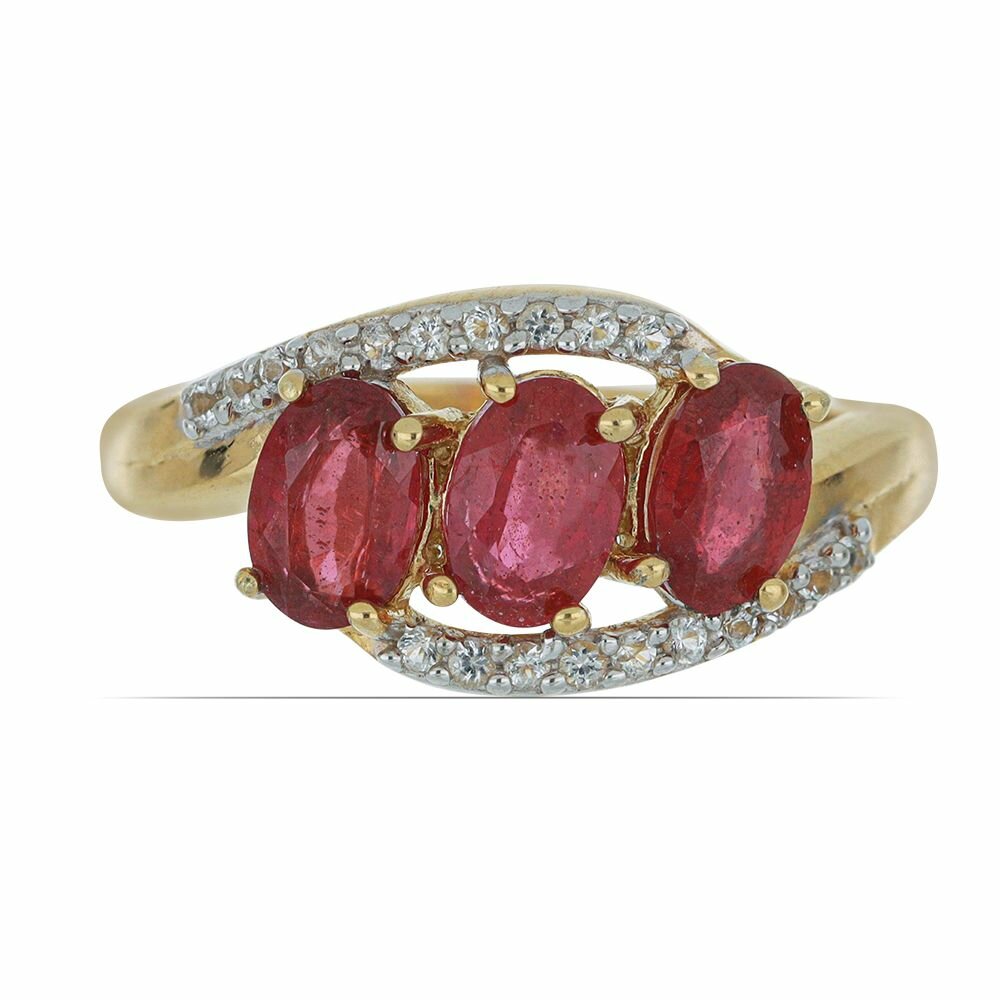 Кольцо дорожка Ювелирия, серебро, 925 проба, топаз, рубин