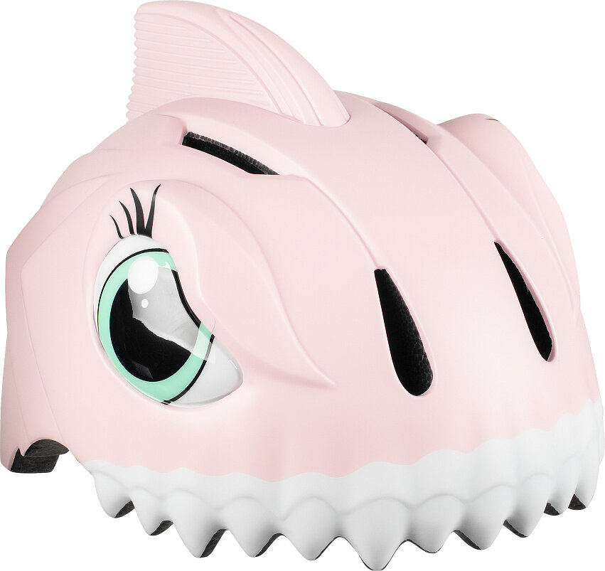 Защитный детский шлем для велосипеда/для роликов Funny Animals Акула цвет розовый, размер 49-55 cм