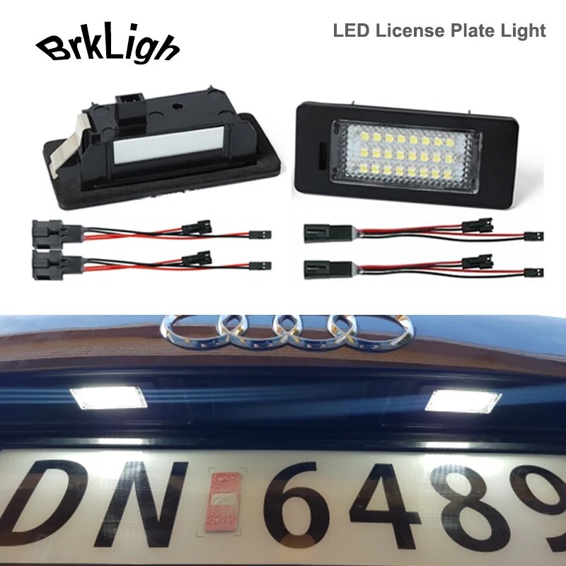 Комплект из 2 предметов, без ошибок Белый светодиодный номер Подсветка регистрационного номера лампы автомобильные аксессуары для Audi Q3 Q5 A1 S1 A3 A4 S4 A5 A6 S6 RS6 A7 S7 RS7 TT