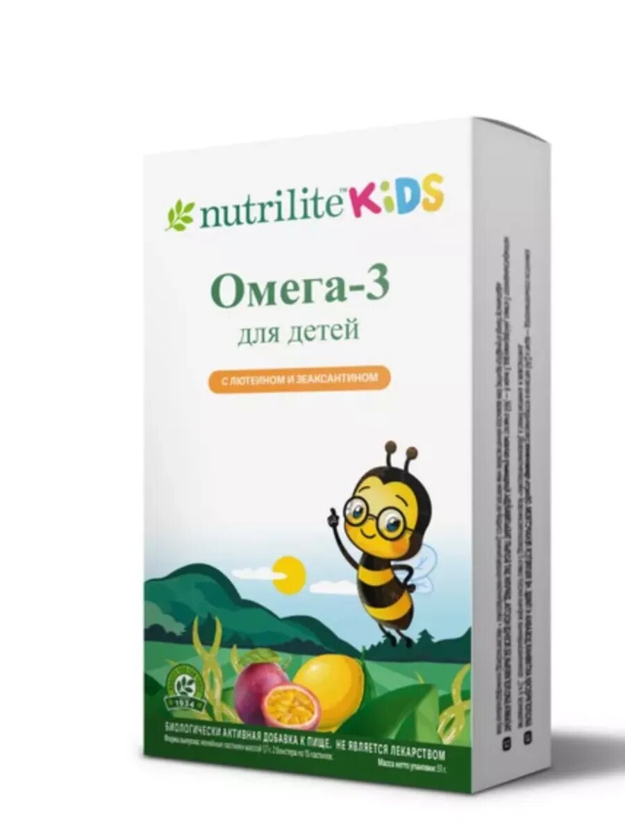 Витамины для детей Nutrilite Омега, с лютеином, зеаксантином, для жевания, 1 шт, вкус лайм/маракуйя