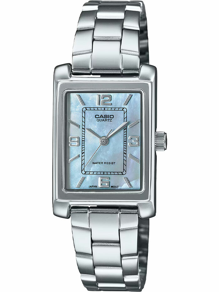 Наручные часы CASIO, серебряный, голубой — фото 1