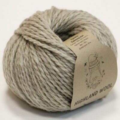 Пряжа Highland wool Inca Tops цвет 03 серо-бежевый, 4мотка *(87м/50г), 100% эко шерсть горных овец (Анды)