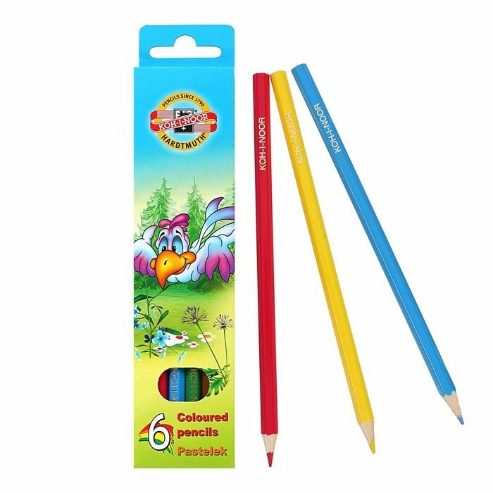 Карандаши цветные KOH-I-NOOR Птицы, 6 цветов, шестигранные (FD080152)