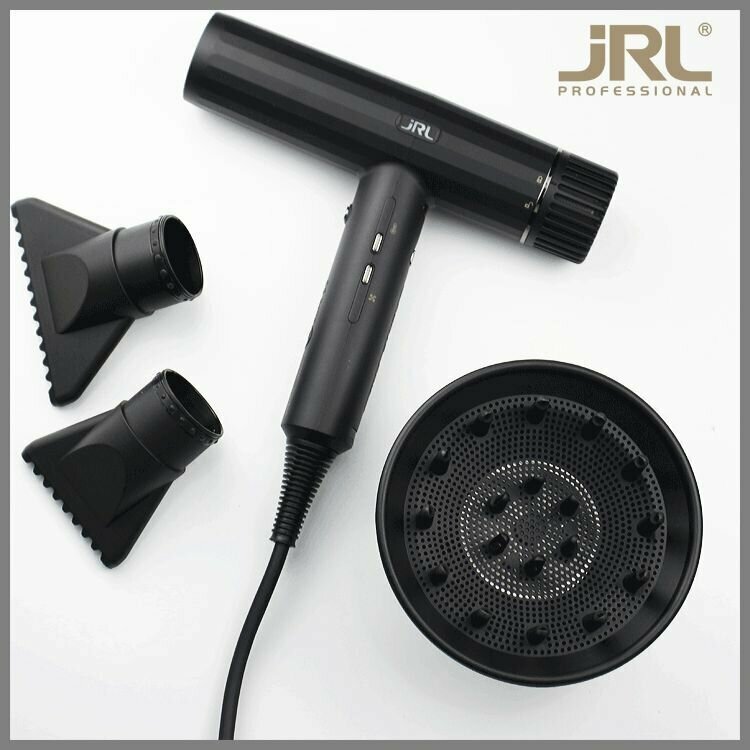 JRL Professional Фен для волос JRL 2020h 2150 Вт, скоростей 100000, кол-во насадок 3, черный