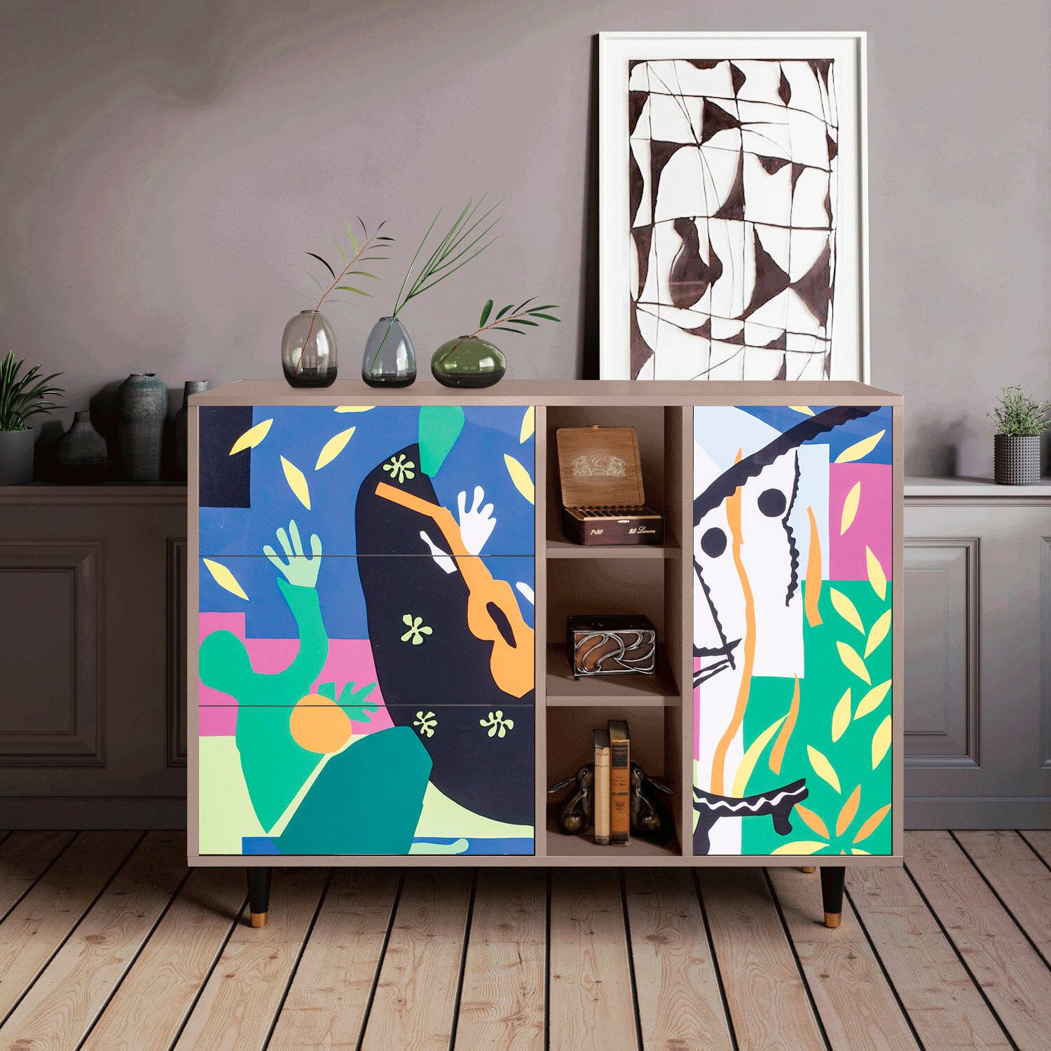 Комод - STORYZ - BS2 La Tristesse du Roi by Henri Matisse , Разер - 125 x 97 x 48 см , Цвет корпуса - Бежевый