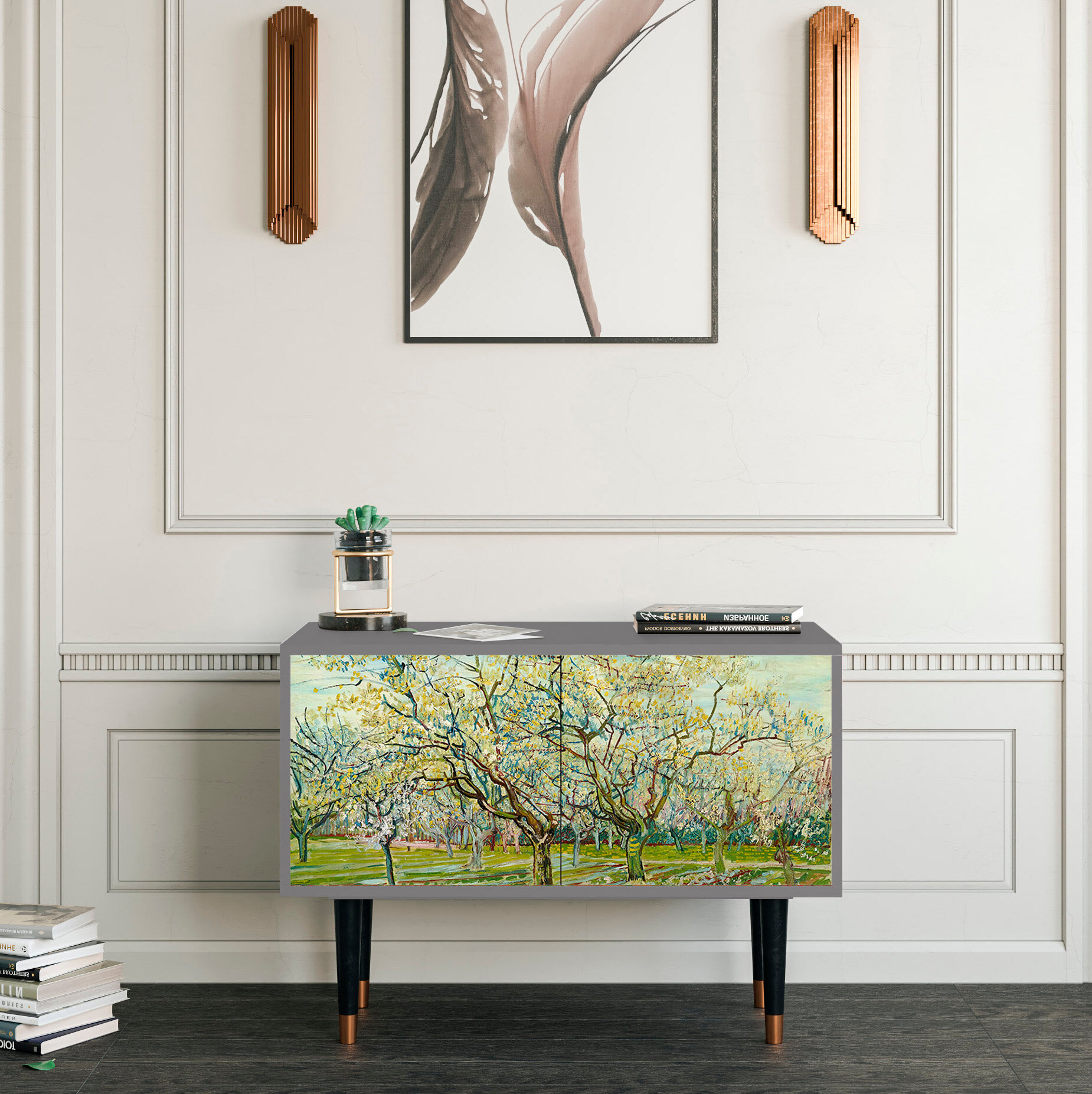 Комод - STORYZ - S1 The White Orchard by Van Gogh, Размер - 94 x 69 x 48 см, Цвет корпуса - , Серый