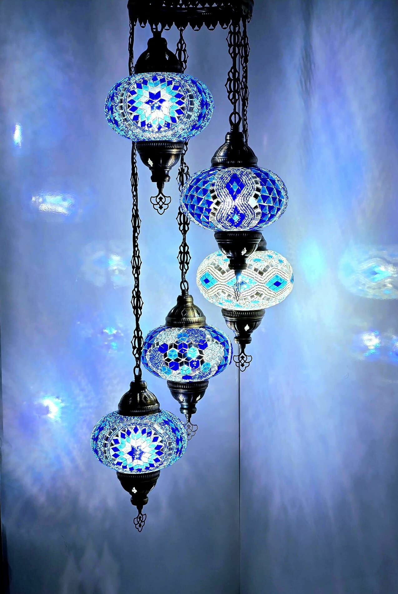 Турецкая мозаичная люстра, потолочный подвесной светильник, 5 больших глобуса декоративная лампа