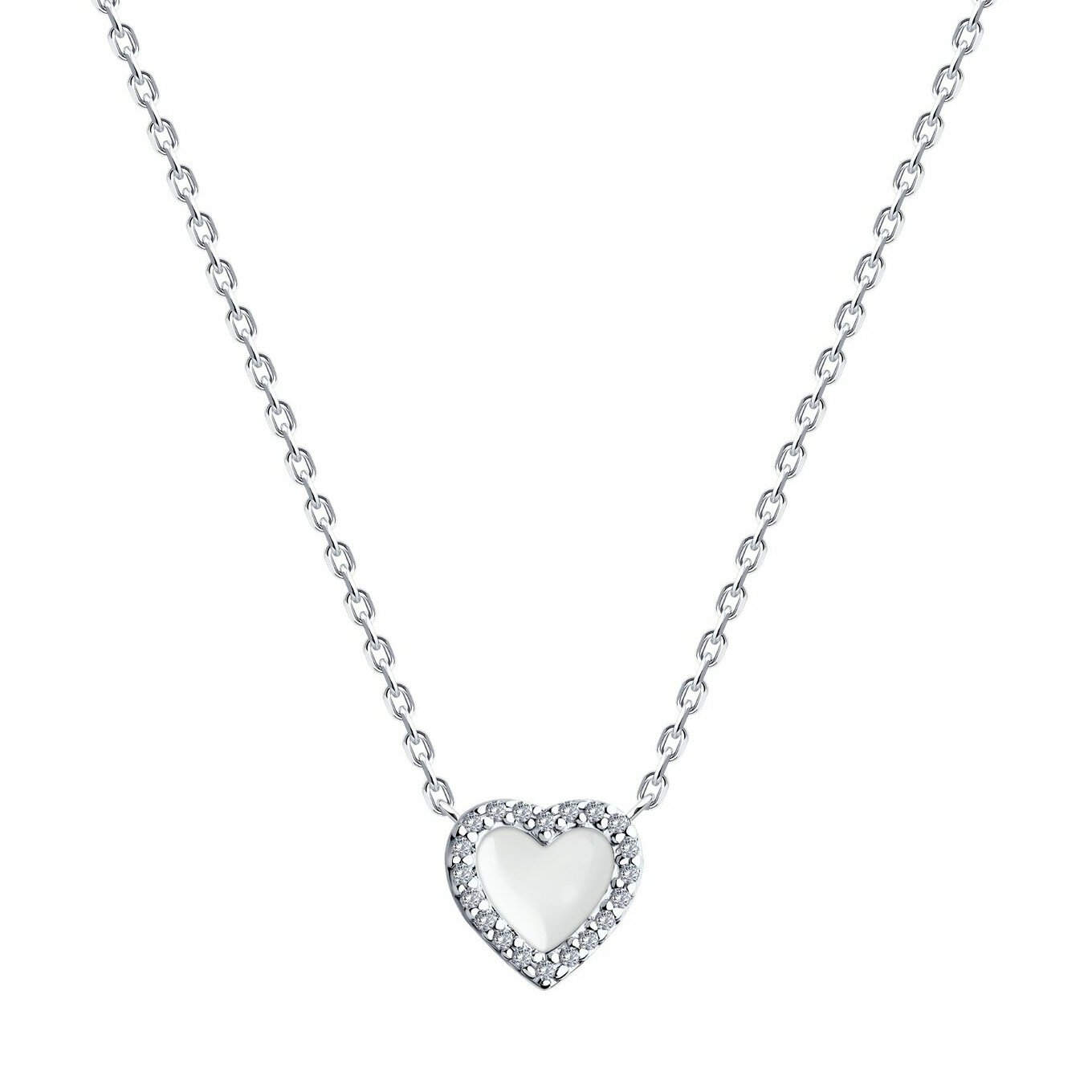 Колье, серебро, 925 проба, эмаль, фианит